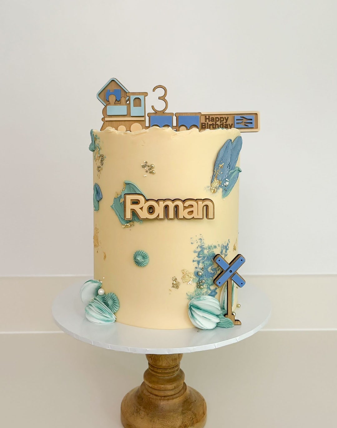 Personalised Train Birthday Cake Topper Set: Railway Celebration Charm ...