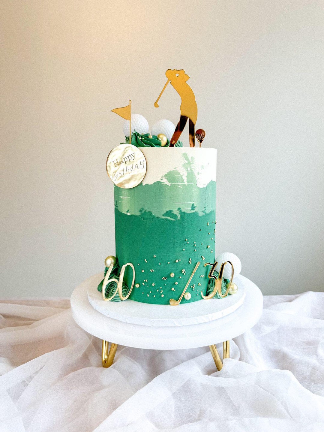 Personalised Golf Birthday Cake Topper Set: Golfer Silhouette & Name ...