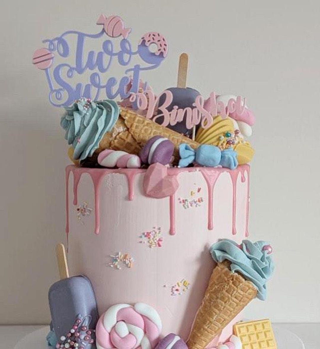 Two Sweet Birthday Cake Topper Set, Celebration Cake Charm Set, Sweet ...