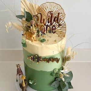 Wild One Birthday Cake Topper and Personalised Name Charm Set, Happy ...