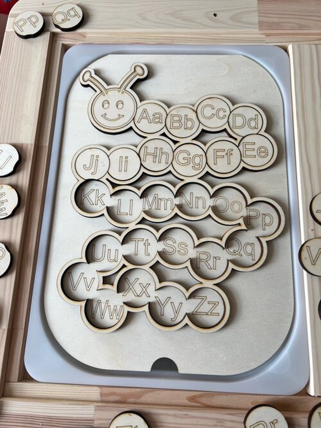 Alphabet Caterpillar Wooden Flisat Table Topper: Sensory STEAM Toy - Etsy