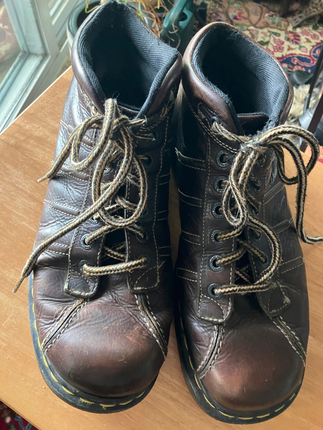 Doc Marten's Chukka Boots Vintage Brown Leather Heavy Stitched Lace up ...