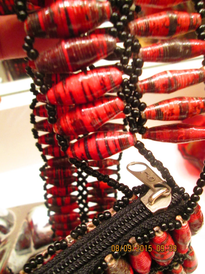 Hand Rolled Red Paper Bead Purse. Made in Africa. so Stunning and so ...