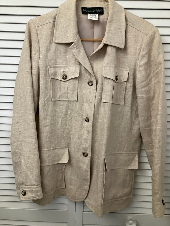 Vintage Beige Thick Linen/flax Safari Vibe Jacket Fully Lined - Etsy