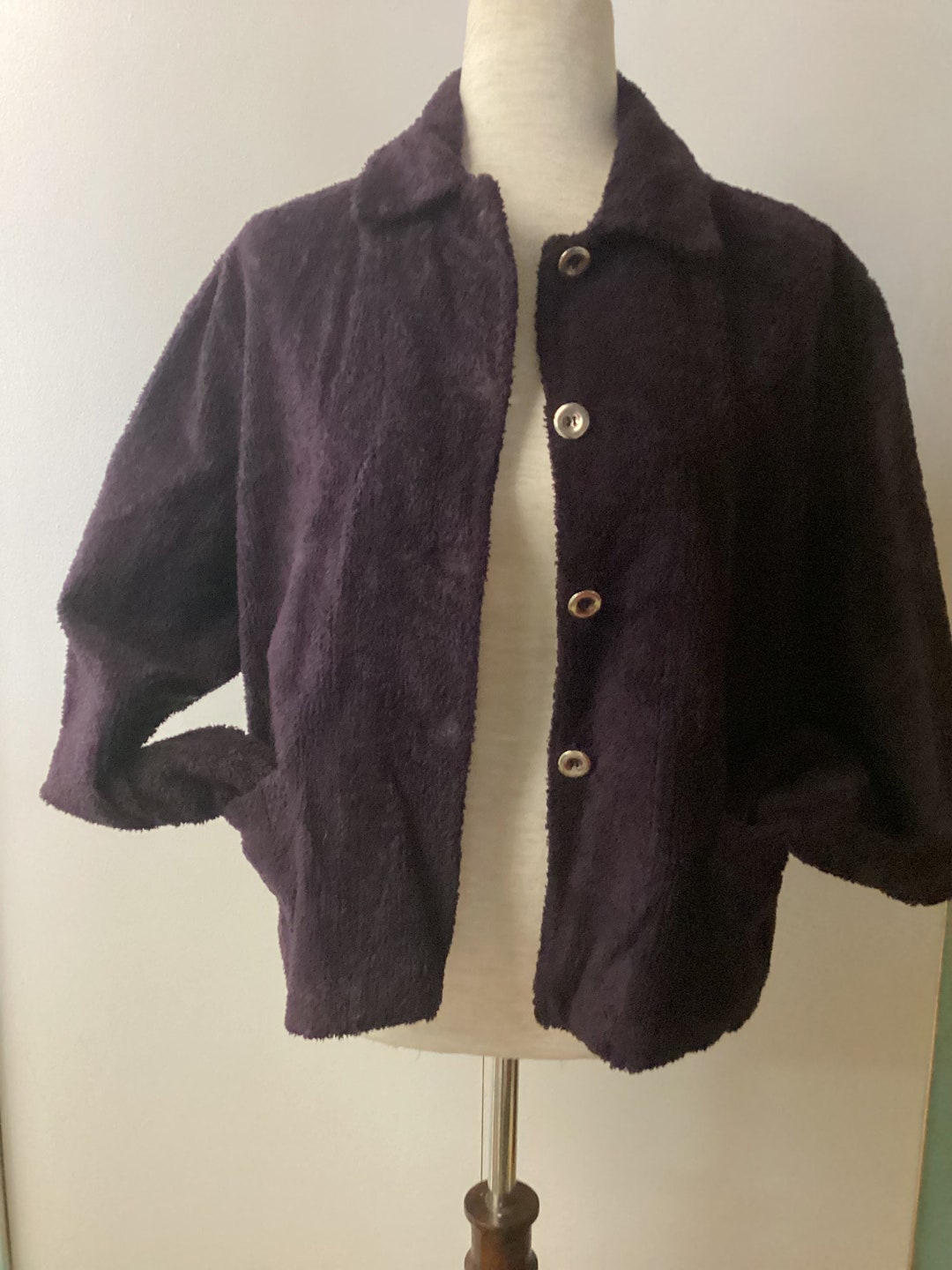Vintage Cotton Chenille Royal Purple Jacket Made in USA Timbuktu Label ...