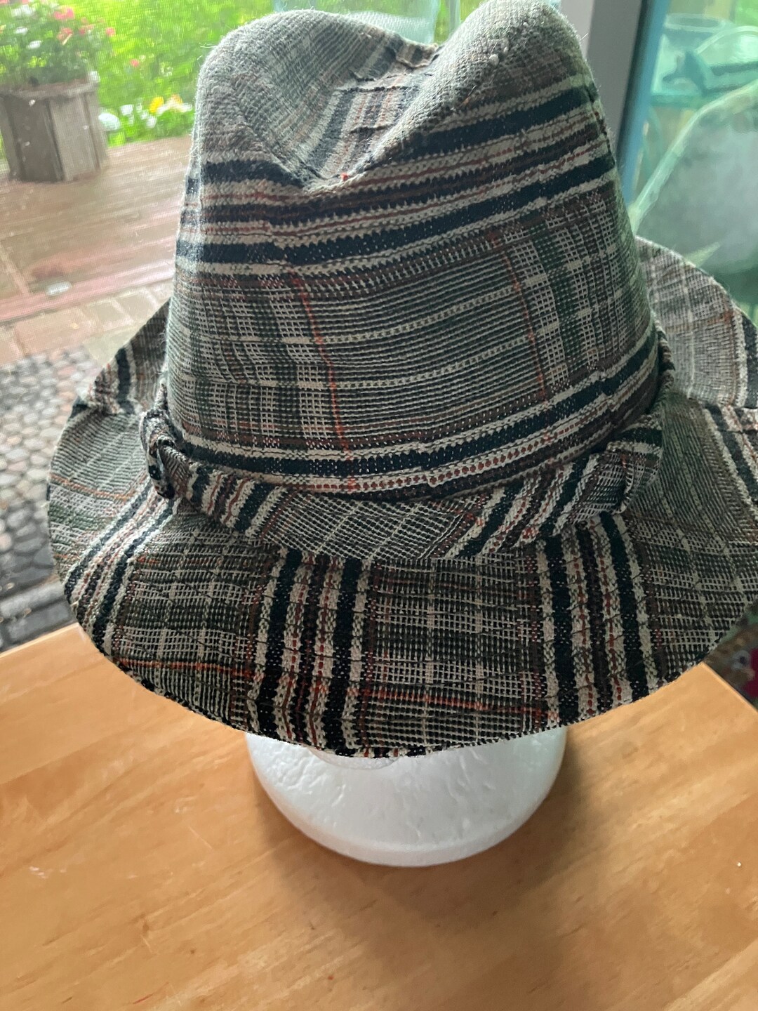 Cloth Fedora Green Orange Black and White Plaid. Great Fall Fedora ...