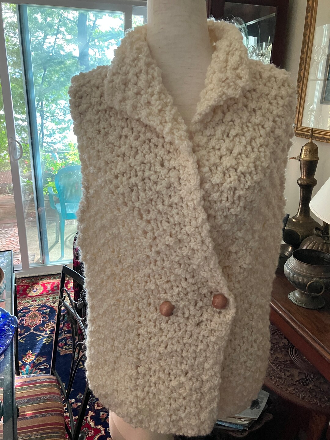 Handknit Winter White Thick Wool Vest Made by Rohn House Textile Studio ...