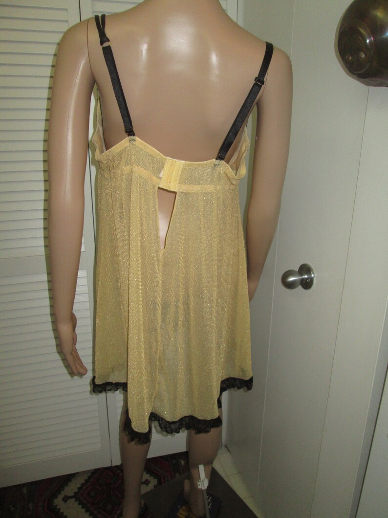 Gold Mesh and Black Lace Trim Sexy Nightie Plus Size 18-20. | Etsy