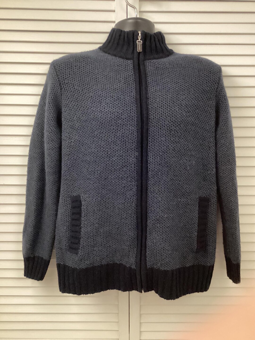 Gray and Black Zipped Cardigan Sweater With Front Pockets Danielle ...