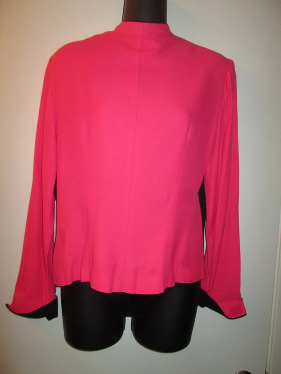 Vintage Irene P jacket in rich salmon color with blac… - Gem