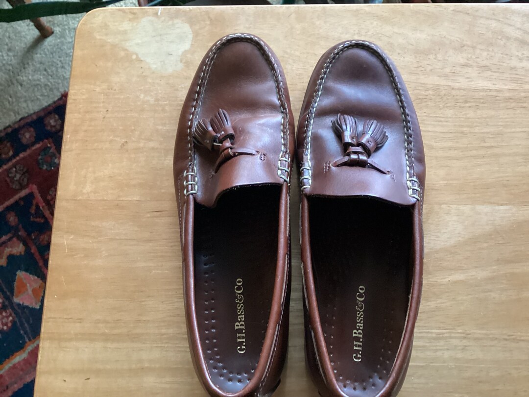 GH Bass Tasseled Men’s Loafers Medium Brown Leather Slip on Casual to ...