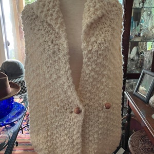 Handknit Winter White Thick Wool Vest Made by Rohn House Textile Studio ...