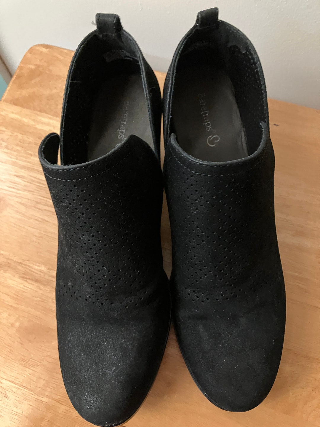 Unique Cut Out Suede Short Heel With Sexy Side Cuts Baretraps Label ...