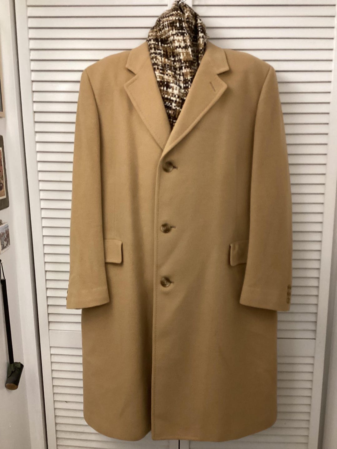Vintage Camel Color Men’s Wool Overcoat With Satin Poly Lining Made in ...