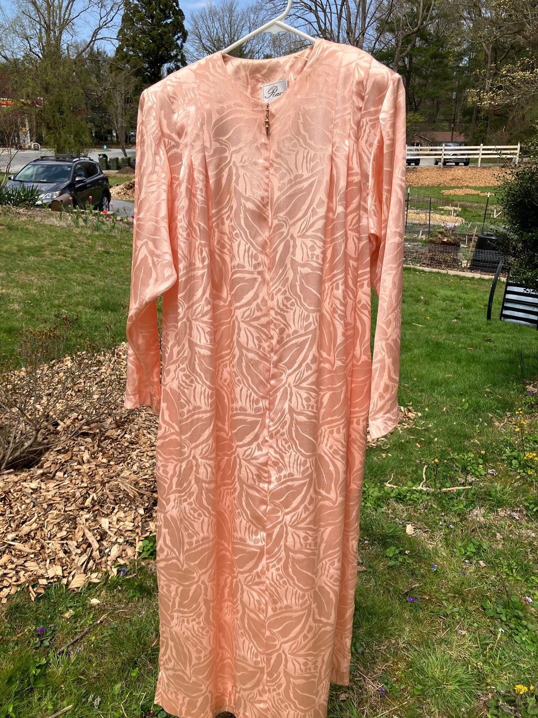 Vintage Peach Midi Robe Raza Label Made in USA Elegant Step in Bracelet ...