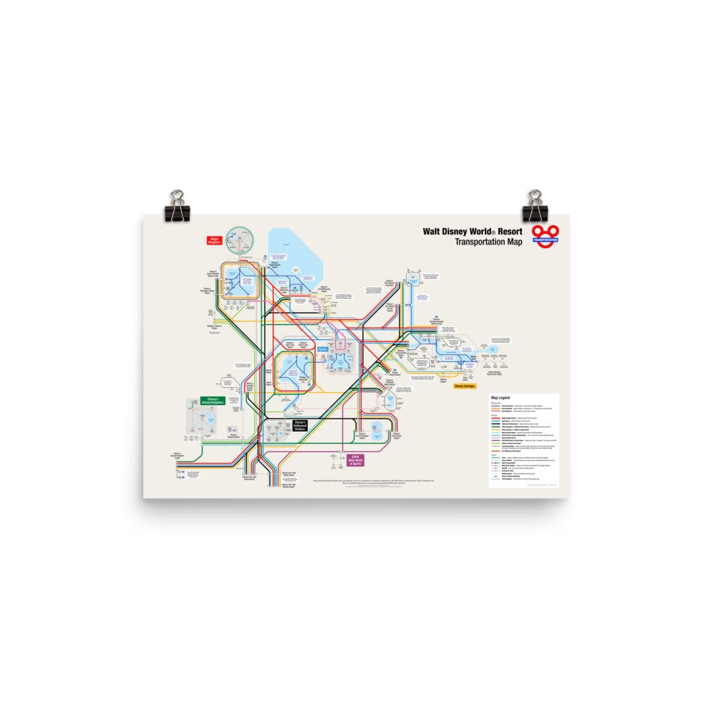 Walt Disney World Transportation Map on Premium Luster Photo Paper - Etsy