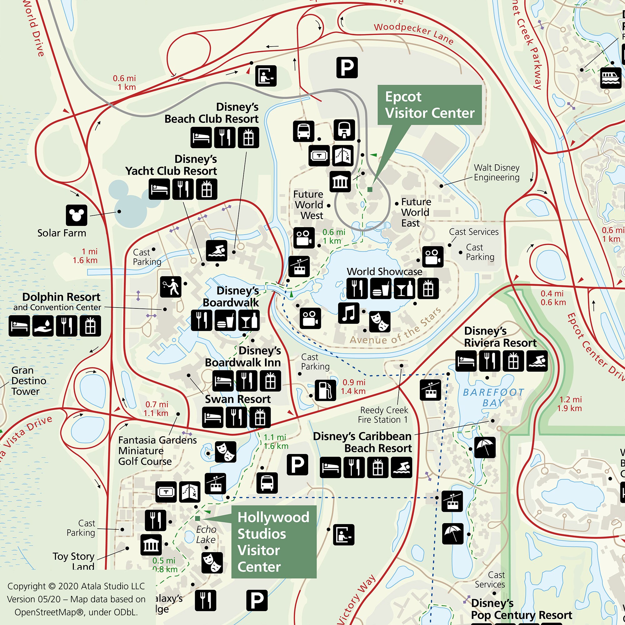 Walt Disney World Resort National Park style Map With Points of Walt Disney World Resort National Park style Map With Points of