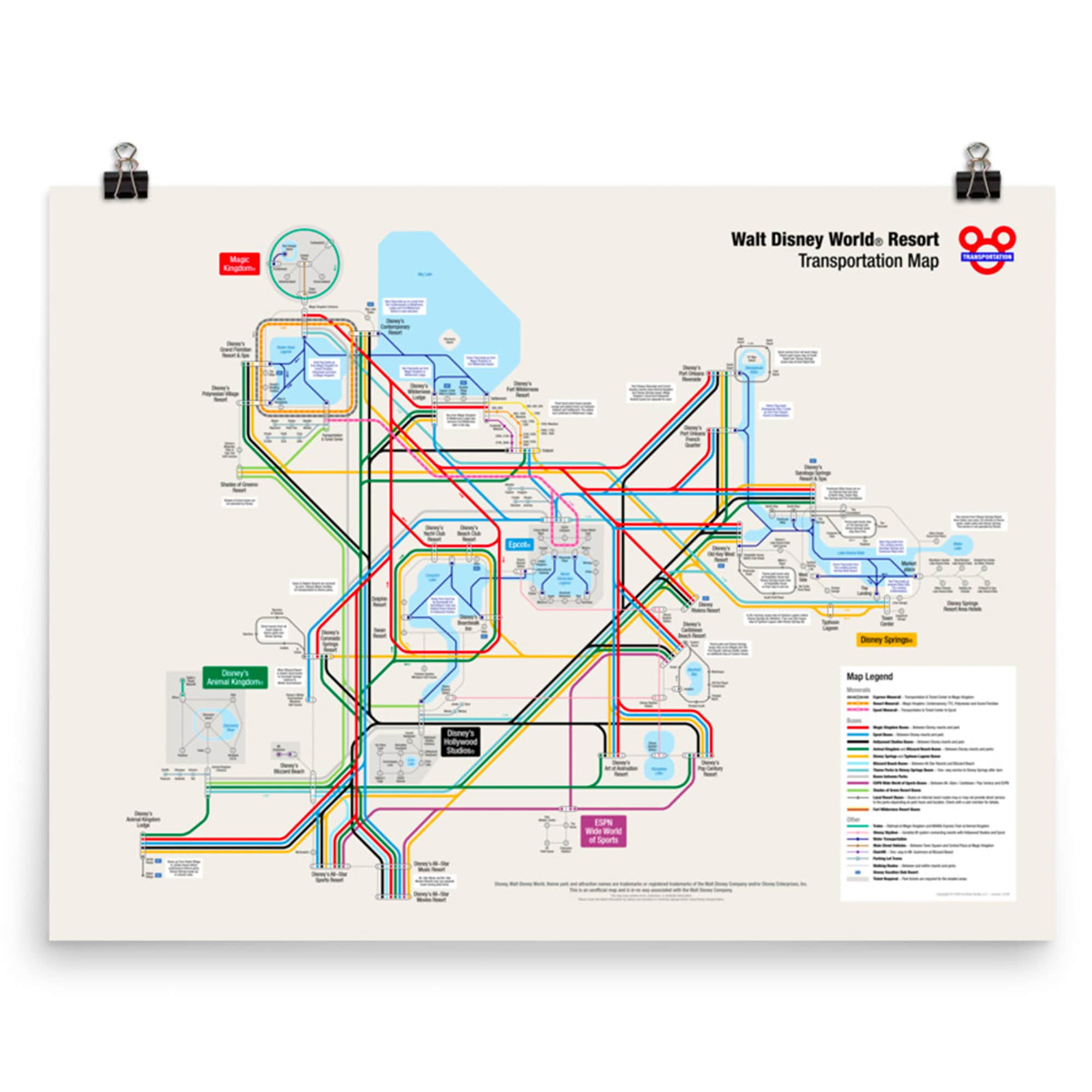 Walt Disney World Transportation Map on Premium Luster Photo Paper - Etsy