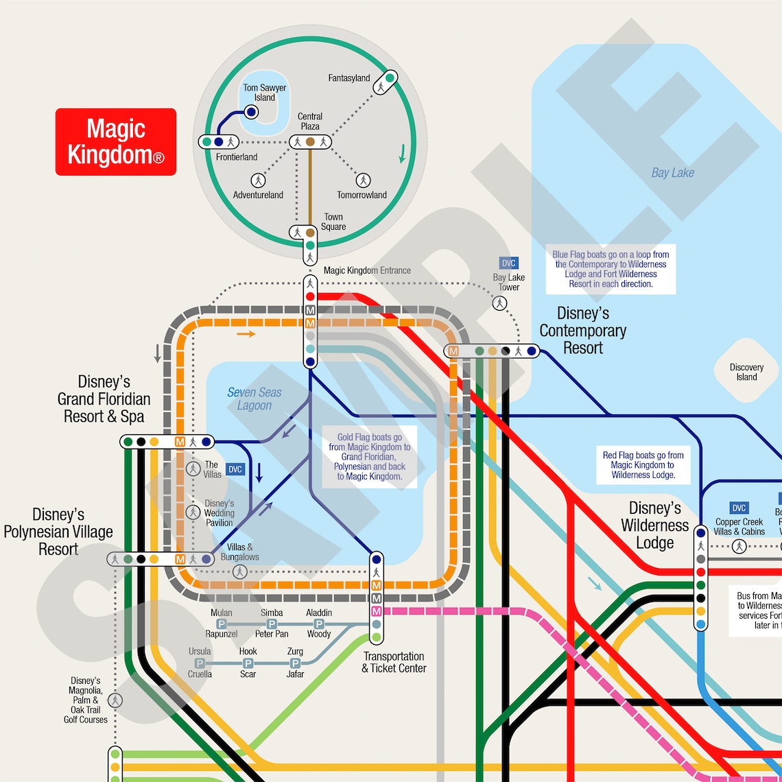 Walt Disney World Transportation Map on Premium Luster Photo Paper - Etsy