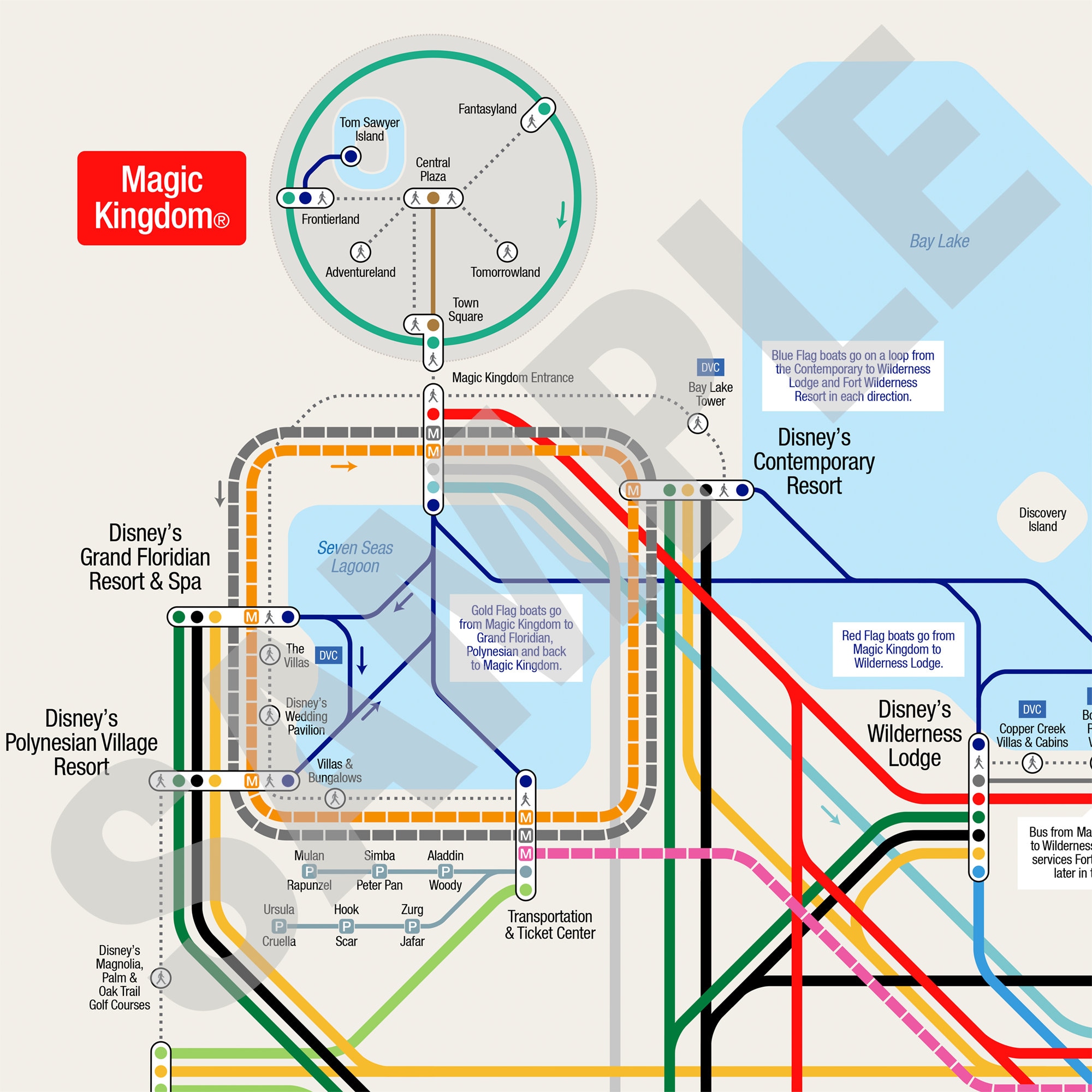 Walt Disney World Transportation Map on Premium Luster Photo Paper - Etsy
