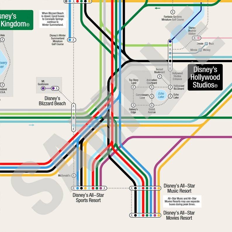 Walt Disney World Transportation Map on Premium Luster Photo Paper - Etsy