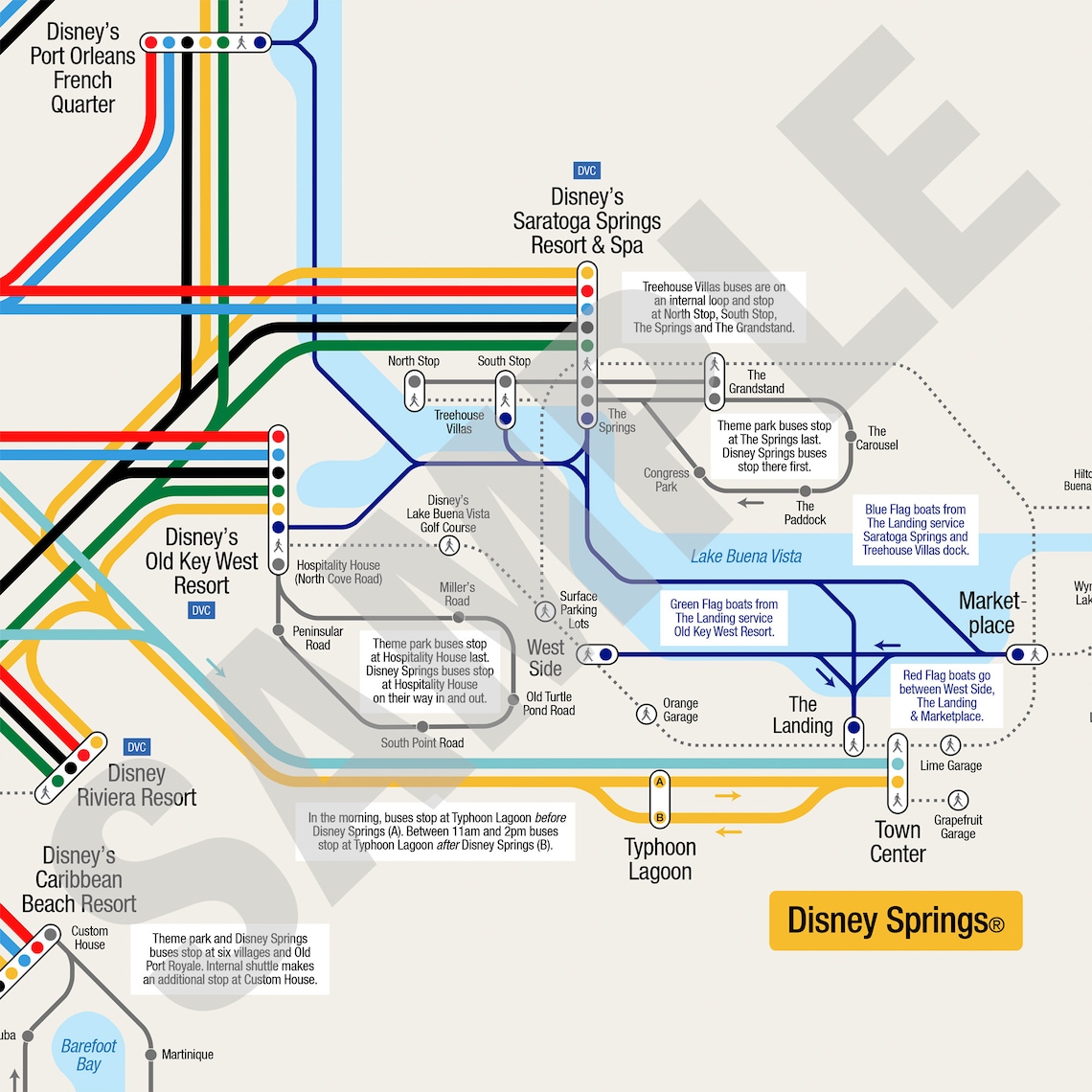 Walt Disney World Transportation Map 36 x 24 inch on | Etsy