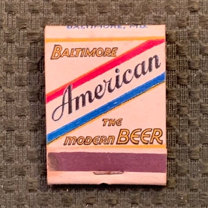 Vintage Matchbook, American Beer, Baltimore, Maryland, American Brewery ...