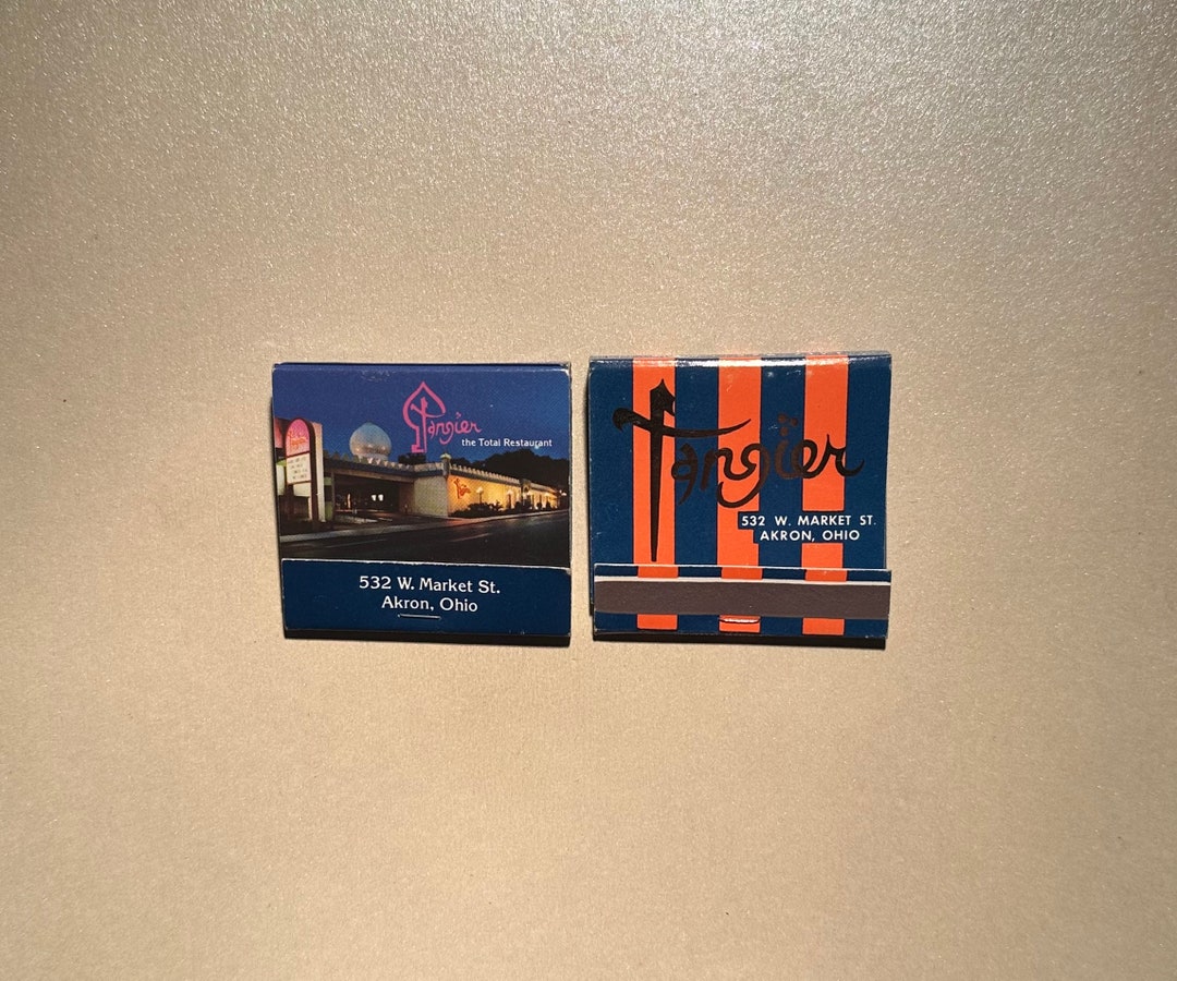 Vintage Matchbooks, Tangier, Restaurant, Lot of 2, Akron, Ohio, Front ...