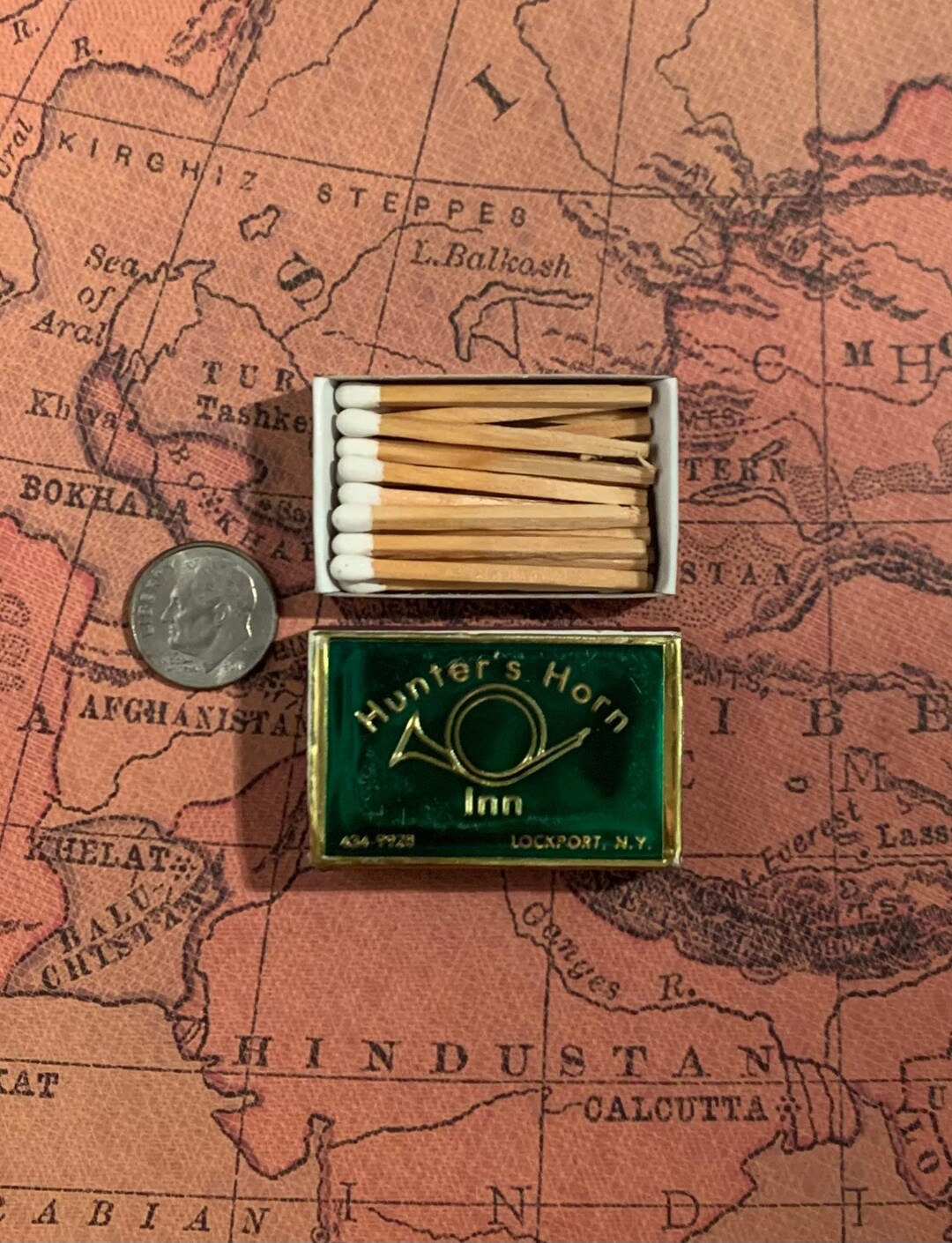 Vintage Matchbook, Hunters Horn, Inn, Lockport, NY, Matchbox, W/ Wooden ...