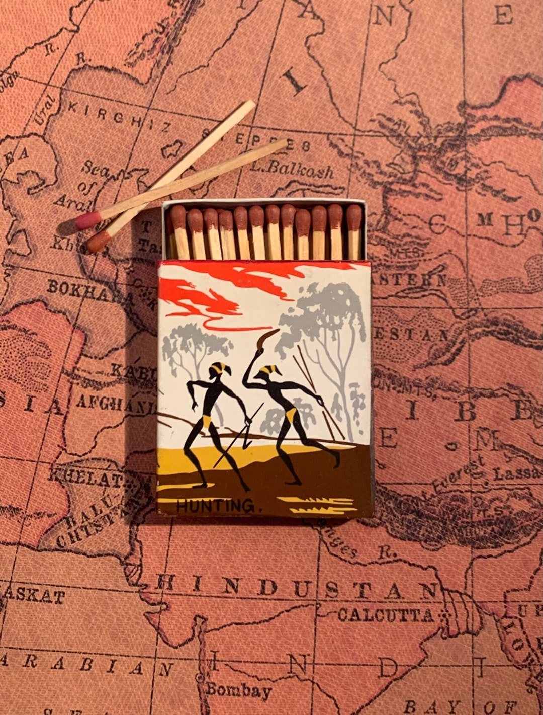 Vintage Matchbook, Hunting, Zulu Warriors, Matchbox, W/ Wooden Match ...