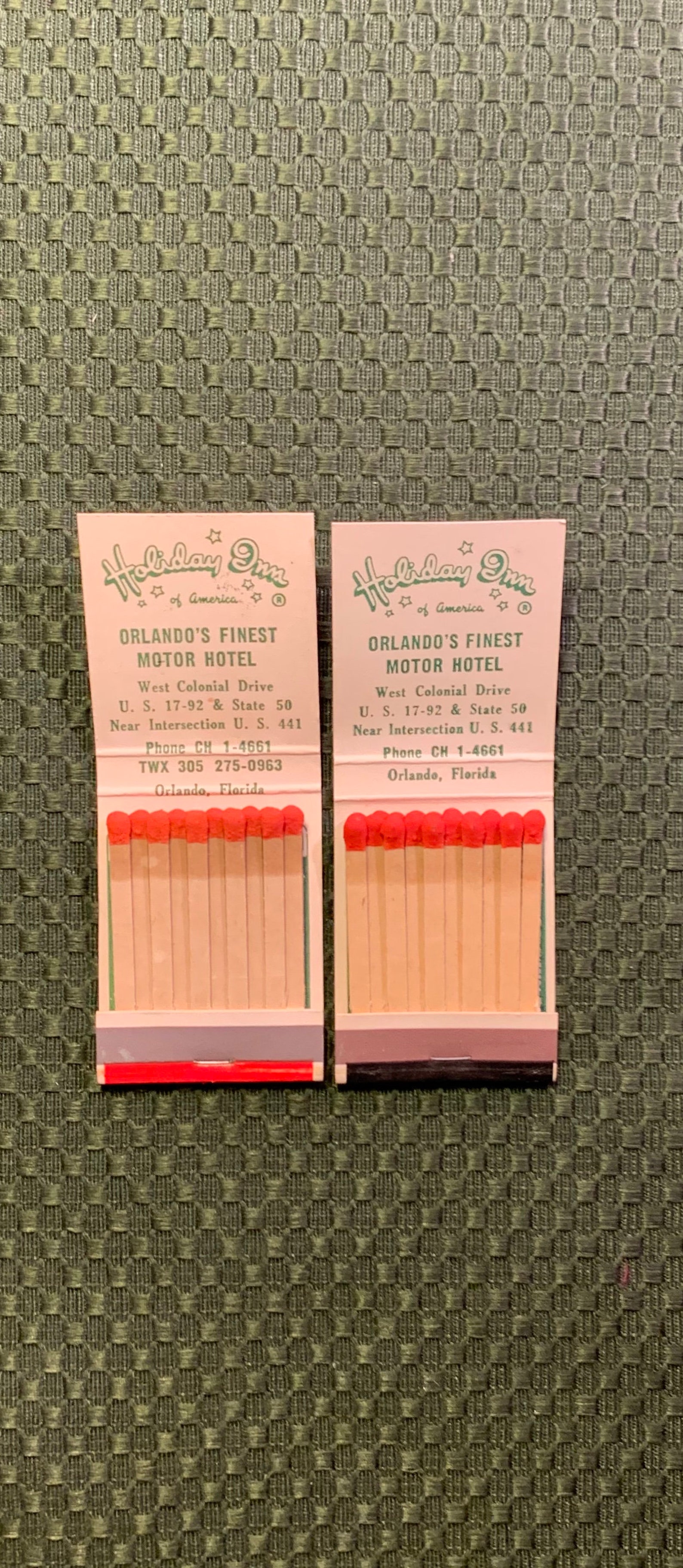 Vintage Matchbooks, Holiday Inn, Holidex, Orlando, Florida, Motel, Lot ...
