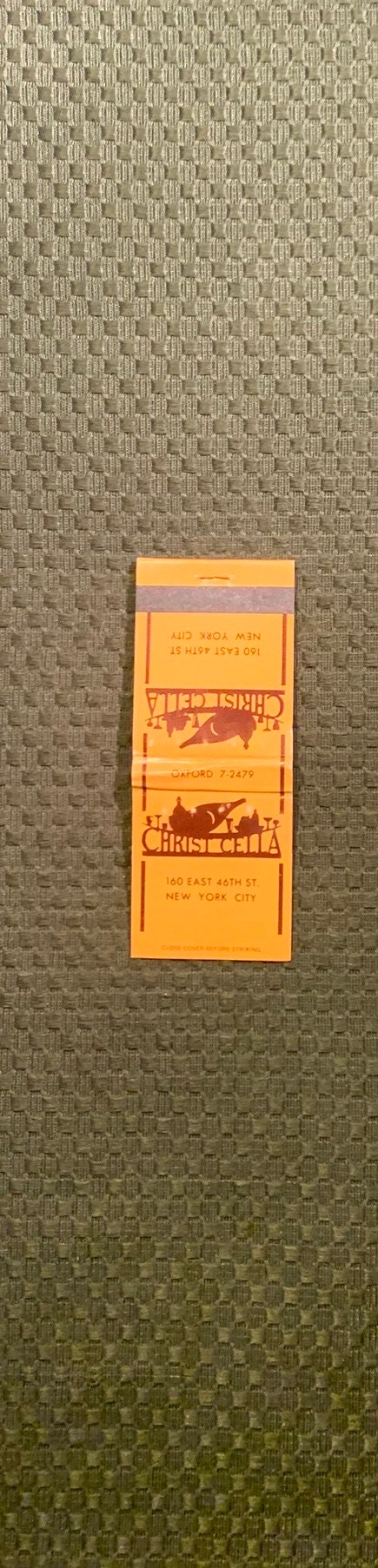 Vintage Matchbook NYC Christ Cella Restaurant East 46th | Etsy