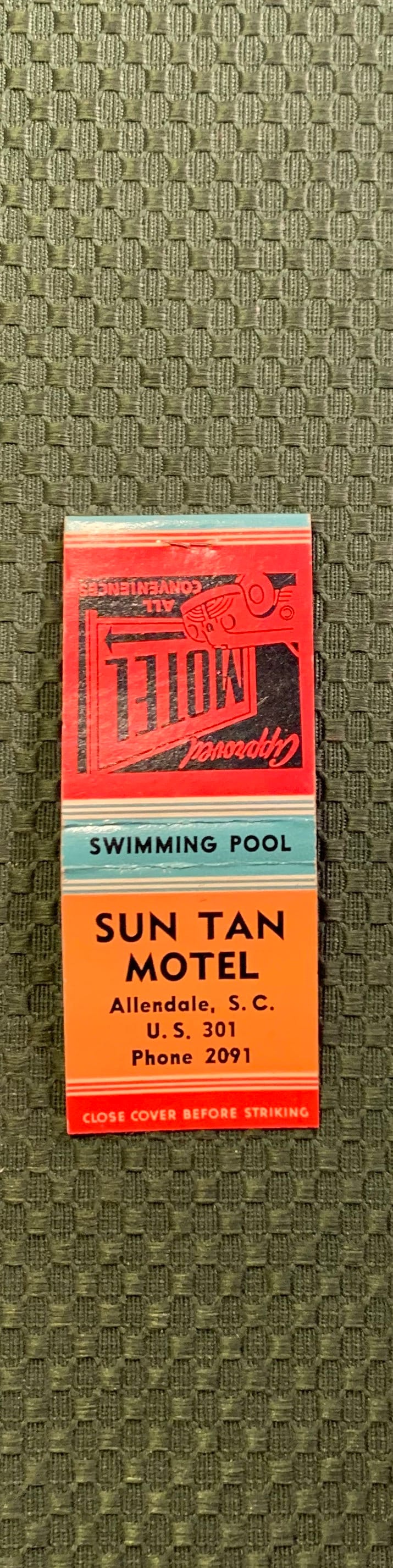 Vintage Matchbook Sun Tan Motel / Allendale SC South | Etsy