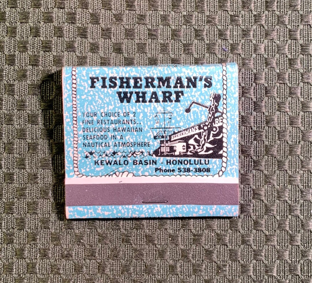 Vintage Matchbook, Fishermans Wharf, Seafood Restaurant, Honolulu ...
