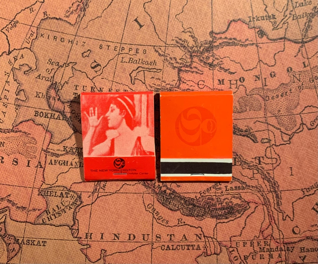 Vintage Matchbooks, NYC, New York Hilton, Old Bourbon Steak House, Lot of 2, W/ All Match Sticks ...