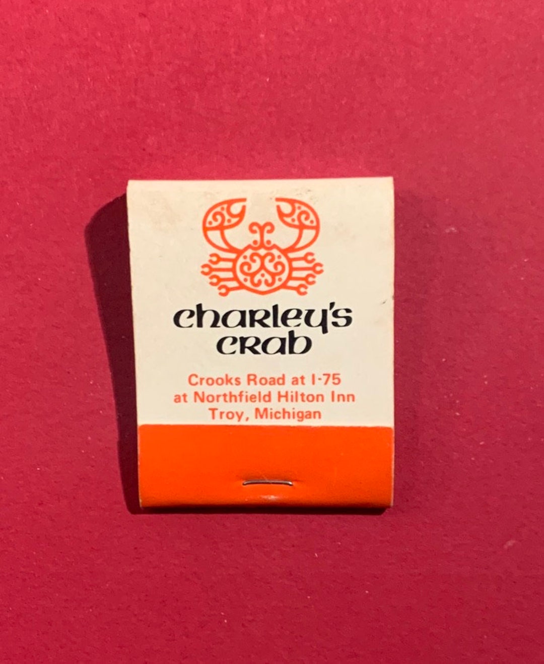 Vintage Matchbook, Charleys Crab, Seafood, Restaurant, Chuck Muer, Troy ...