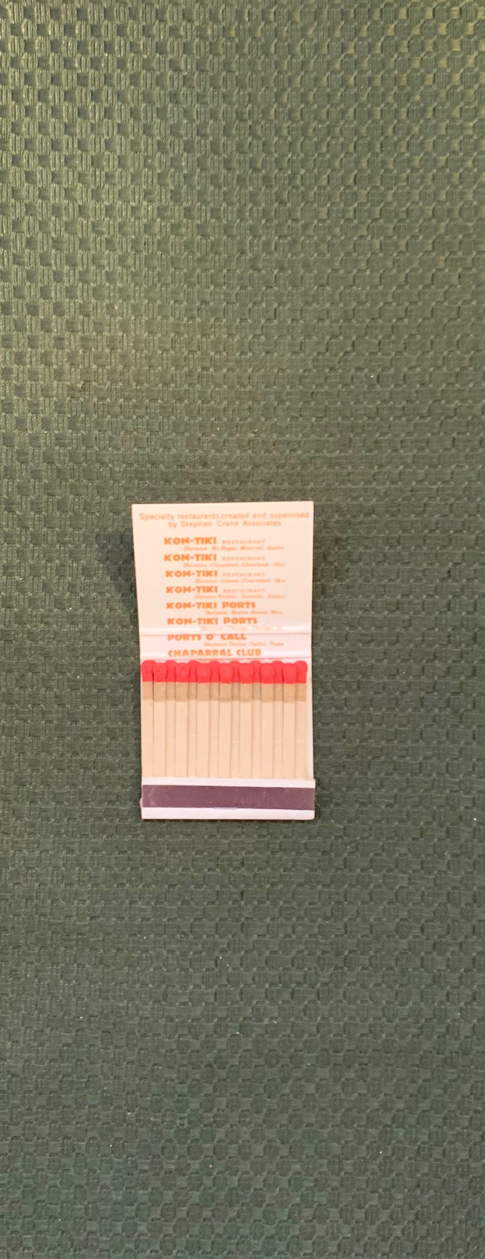 Vintage Matchbook Kon Tiki Restaurant Bar Sheraton Hotel | Etsy