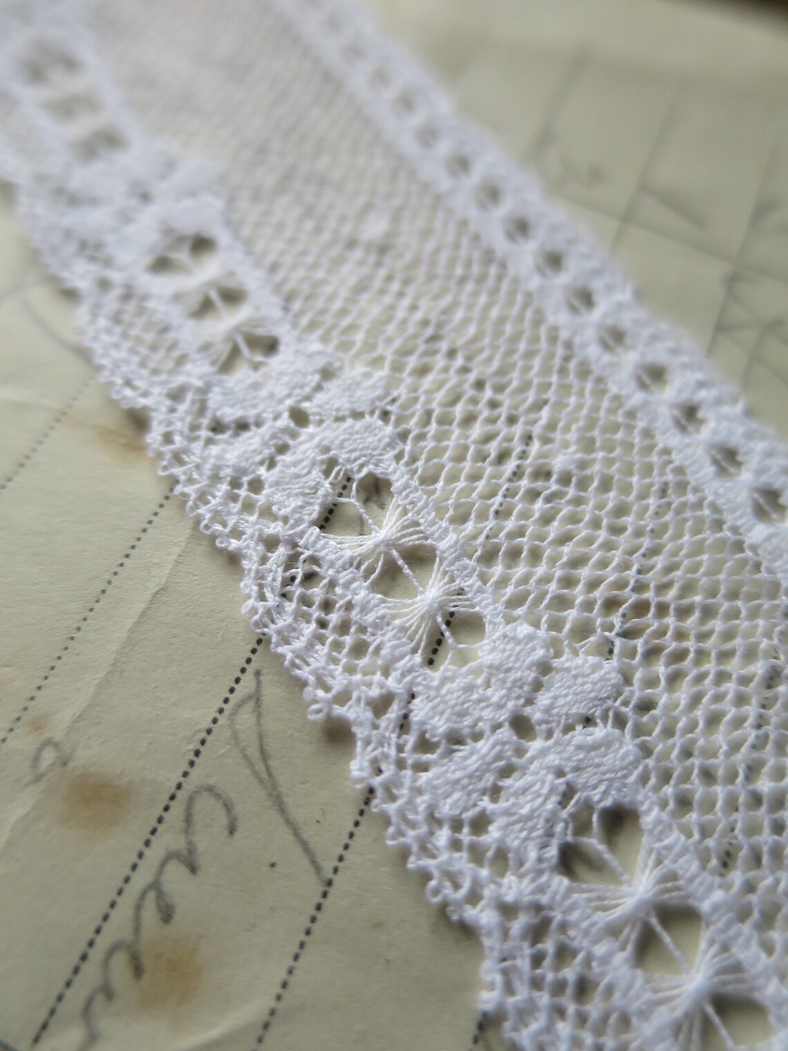 White English Nottingham Lace Floral & Openwork Point Lace - Etsy