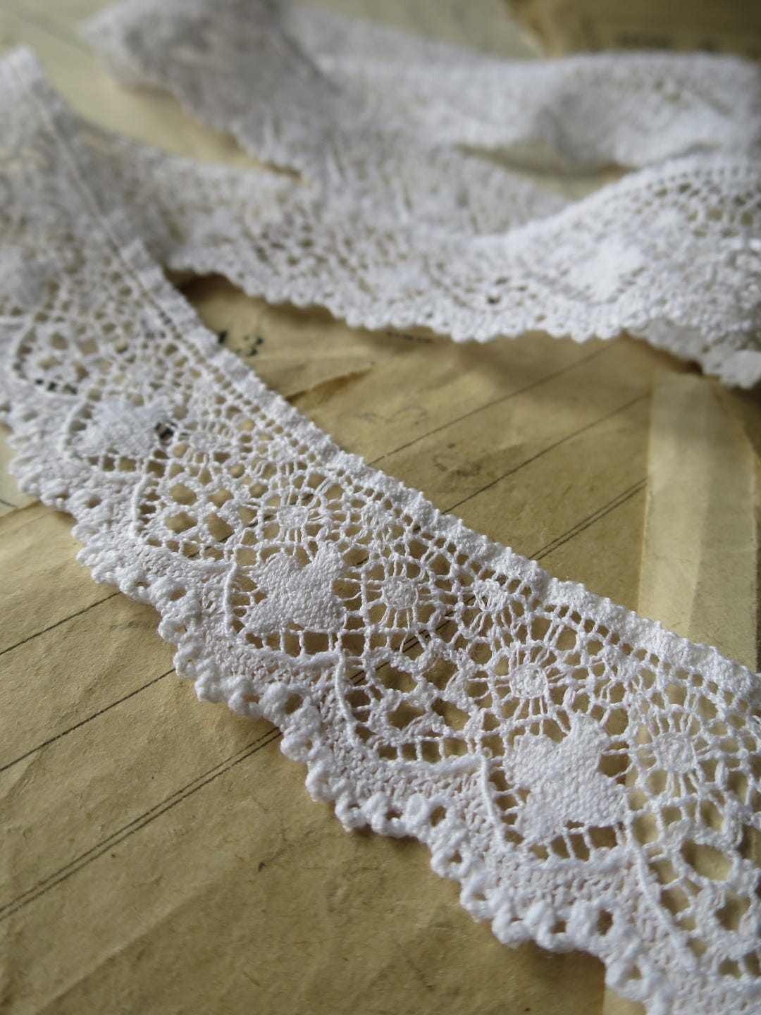 White English Nottingham Lace- Liturgical Ecclesiastical- Cutwork- 2.7 ...