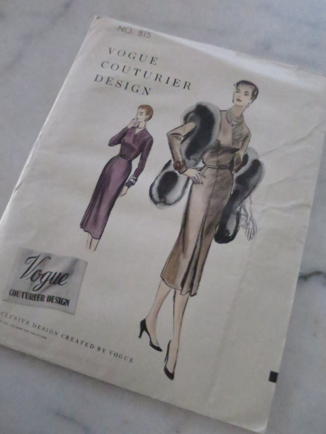 Uncut Vintage 1954 Vogue Couturier Design Pattern 815- Wiggle Dress ...