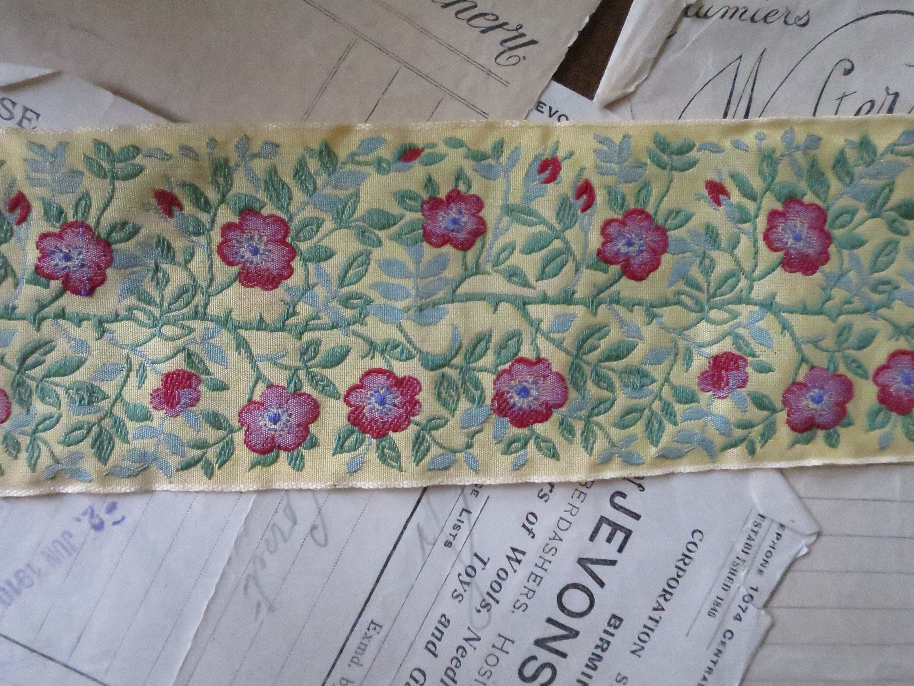 Jacobean Roses 60 mm Jacquard Woven Ribbon | Etsy