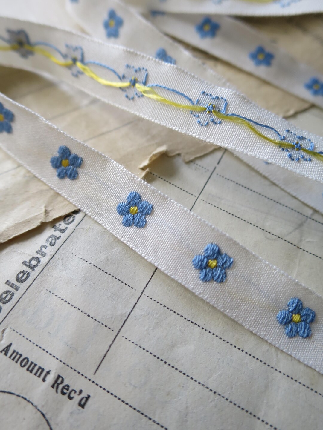 Forget-me-nots 10 Mm Jacquard Woven Ribbon - Etsy