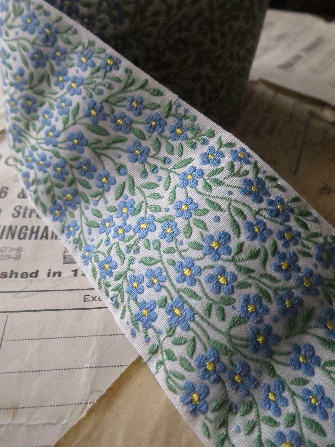 Forget-me-nots 50 Mm Jacquard Woven Ribbon - Etsy