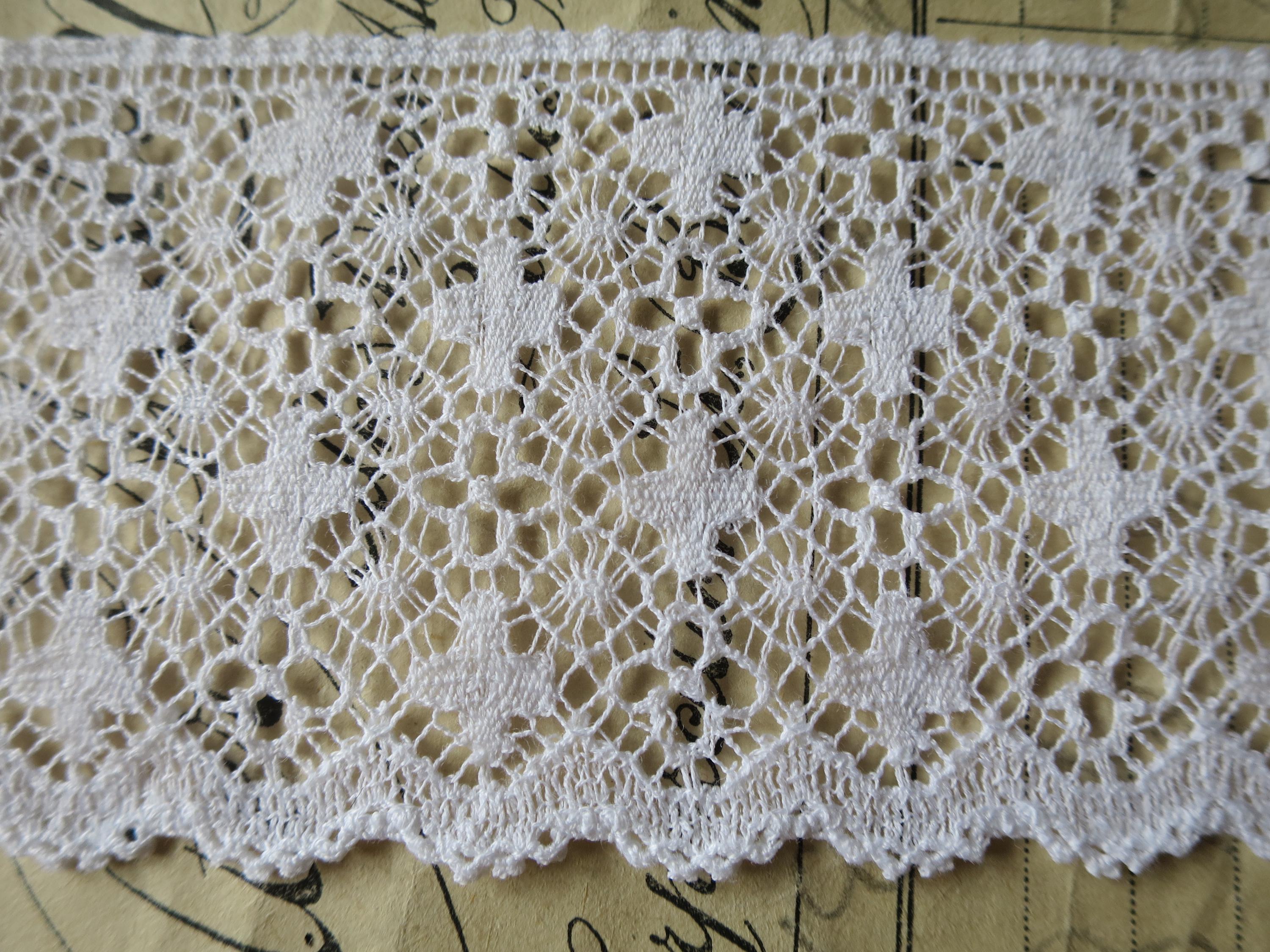 White English Nottingham Lace- Liturgical Ecclesiastical- Cutwork- 5.5 ...