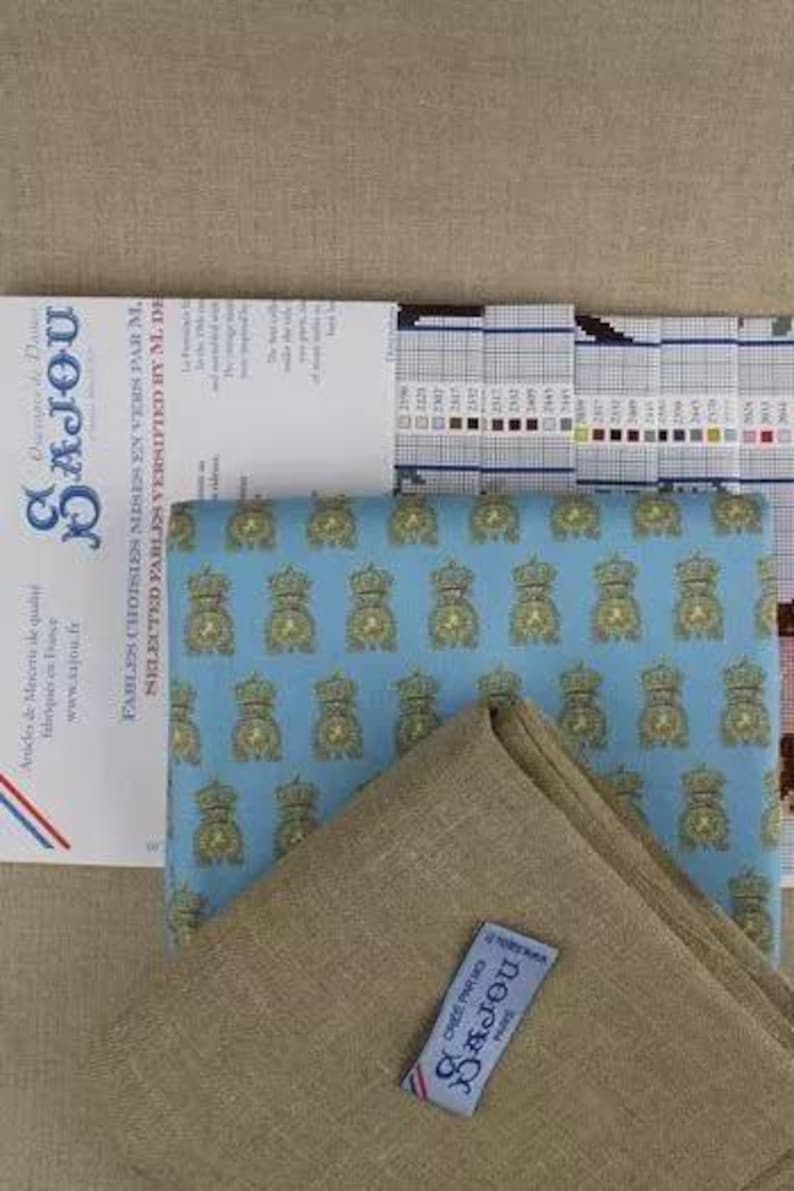 Sajou Gift Box Cross Stitch Boxed Kit- Linen Plaid La Fontaines Fables ...