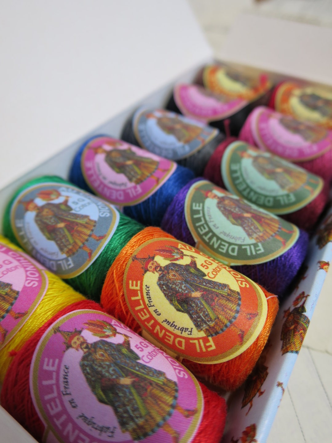 Sajou Box 12 Fil Au Chinois Calais Lace Making Thread Cocoons ...