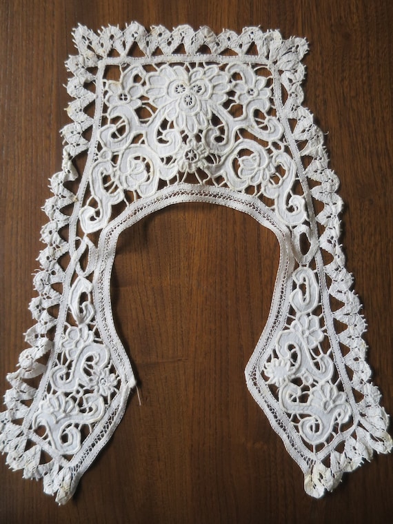 Antique Cutwork Hand Embroidered Collar - Gem