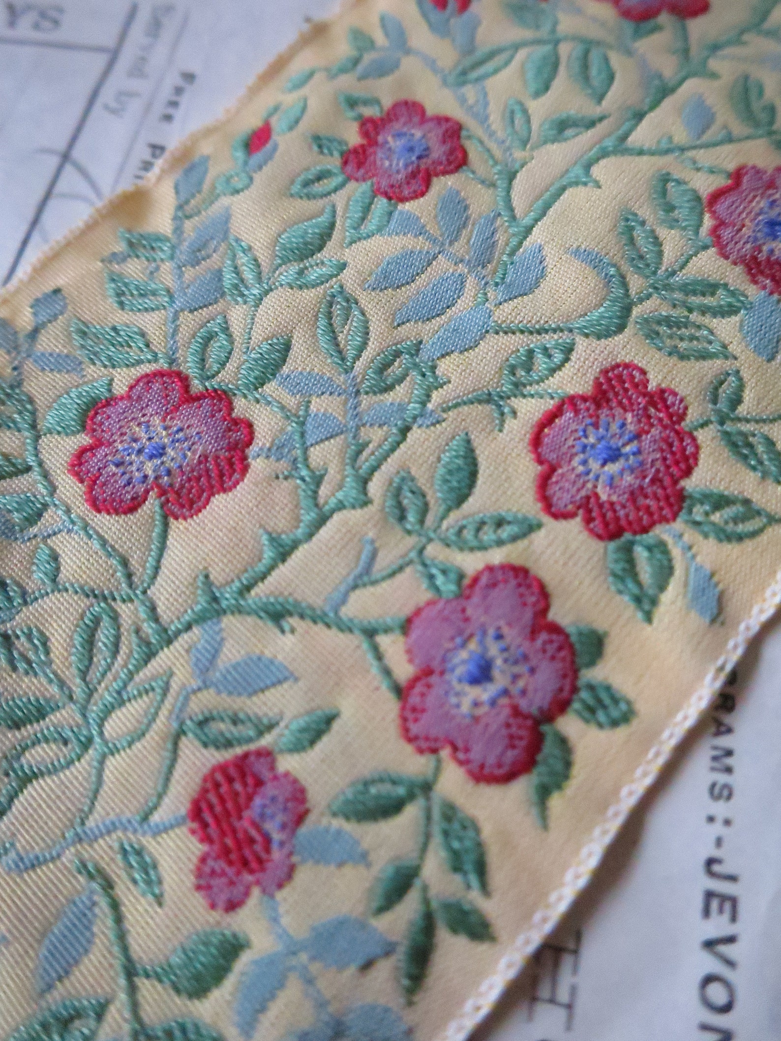 Jacobean Roses 60 mm Jacquard Woven Ribbon | Etsy