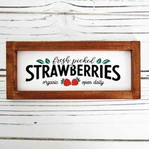 Strawberry Sign Tiered Tray Sign Strawberries Framed Sign - Etsy