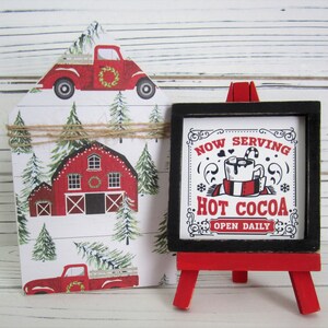 Hot Cocoa Miniature Sign, Winter Decor, Tiered Tray Decor, Marshmallows ...